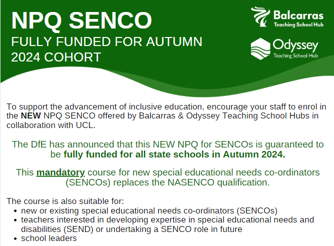 Balcarras Teaching School Hub - FULLY FUNDED FOR AUTUMN 24 - SENCO ...